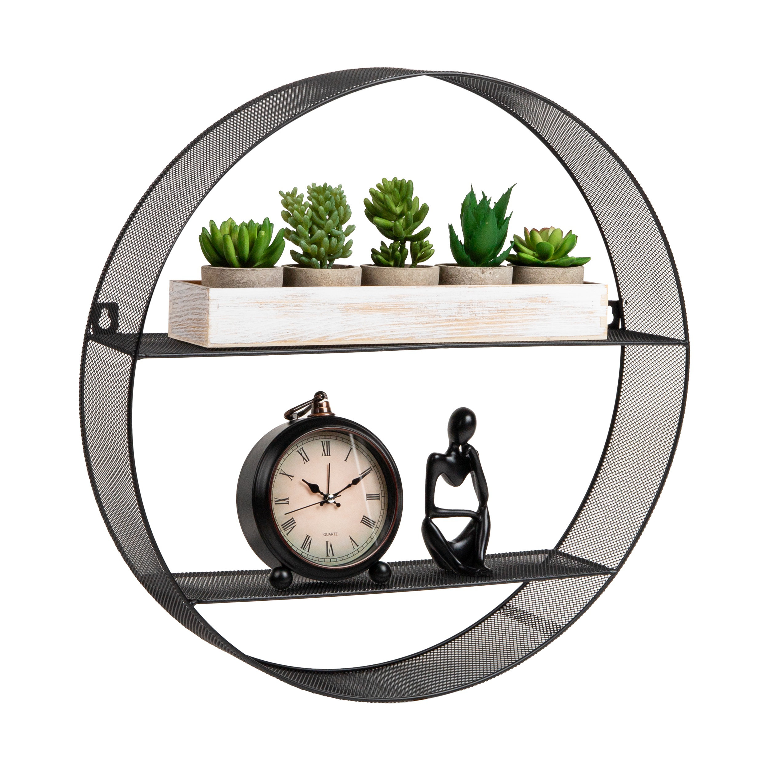 Mind Reader Circular Floating Shelves, Wall Decor, Accent Shelf, Office, Bathroom, Metal Mesh ...